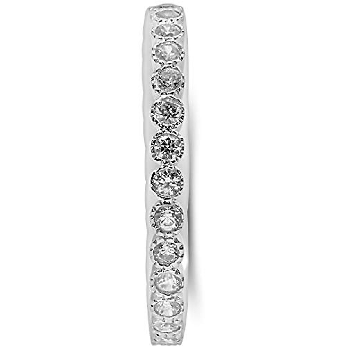 ORO LEONI 925 Sterling Silver Cubic Zirconia Stackable Ring. (SILVER-1, 7)