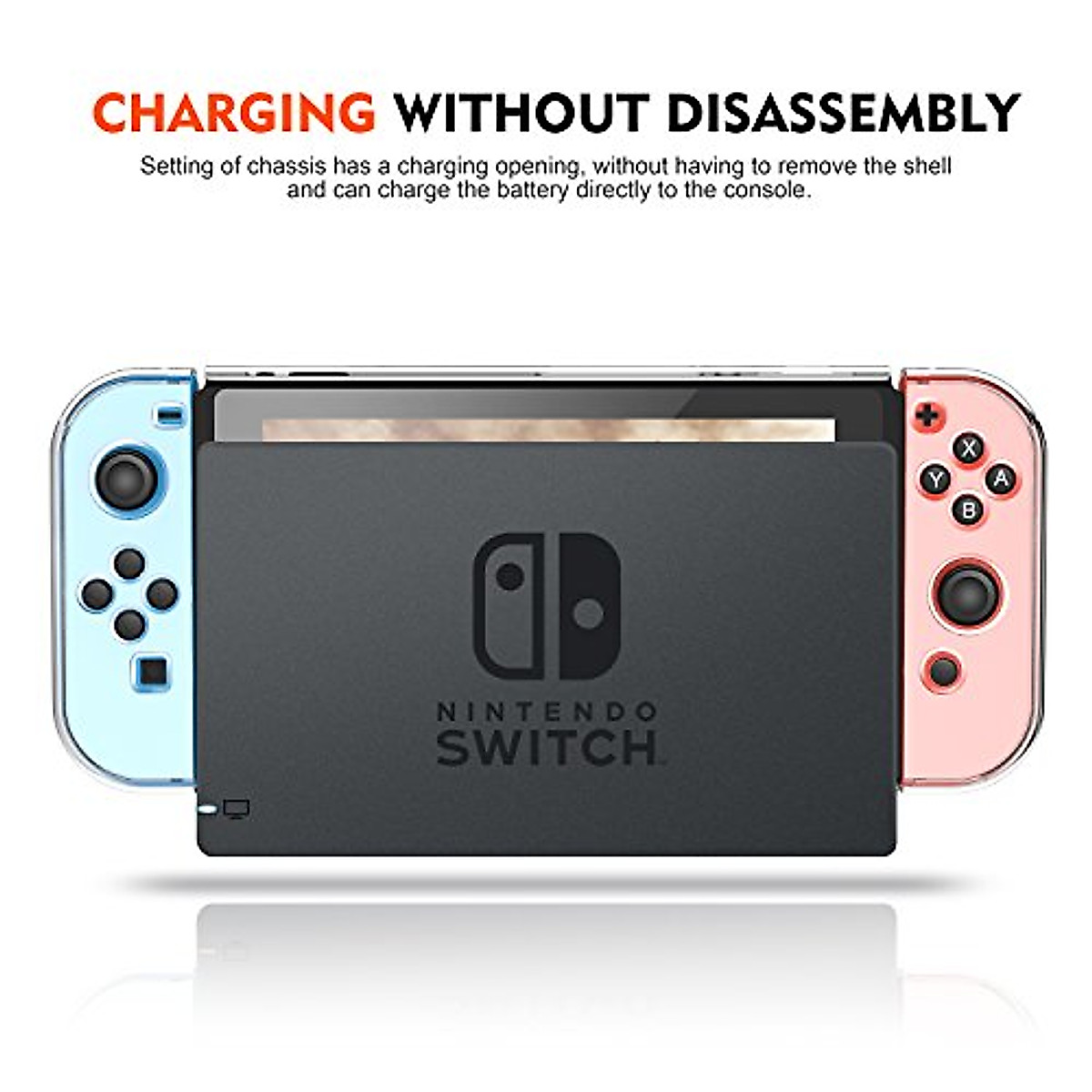 ZIIDII Dockable Switch Case for Nintendo, Nintendo Switch Games Protective Hard Carrying Clear Cover Case for Nintendo Switch Console Joy Con Controlle