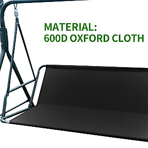 Eummy Waterproof Swing Covers for Outdoor Patio Swing Chair,Porch Bench Sling Chair Replacement Fabric Swing Cushion Black (58.3"x19.7"x19.7")