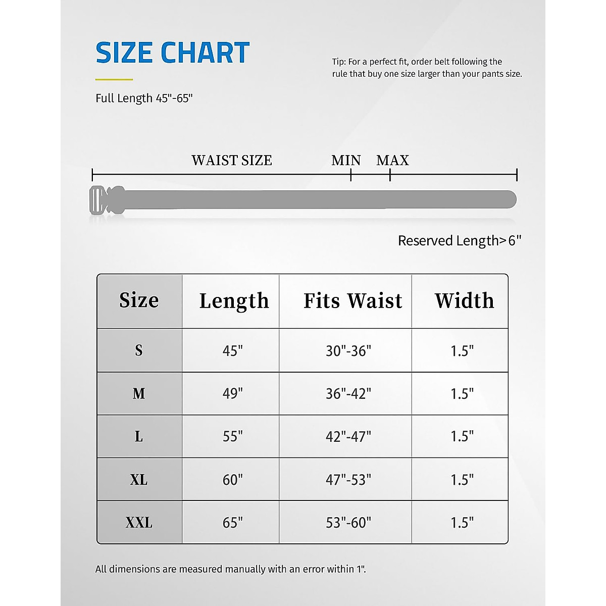 FAIRWIN 1.5 Tactical Belt Reinforced EDC Belts for Men Military Tactical Belts for Men with Heavy Duty Quick Release Buckle