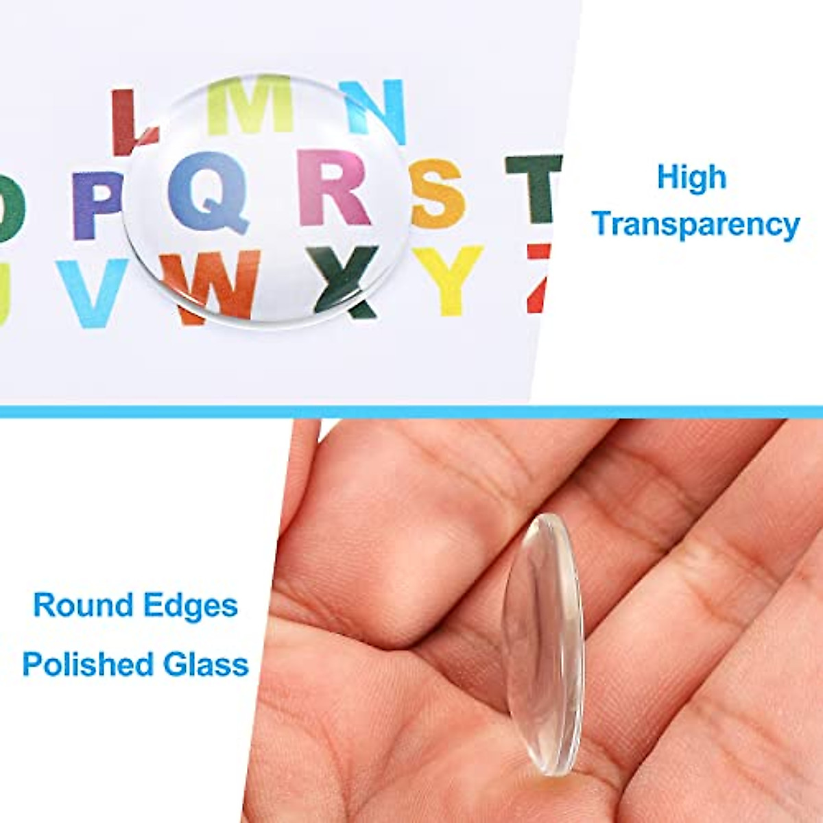 PATIKIL Transparent Glass Cabochons, 20Pcs 55mm Round Glass Dome Tiles for Photo Pendant Jewelry Making, Clear