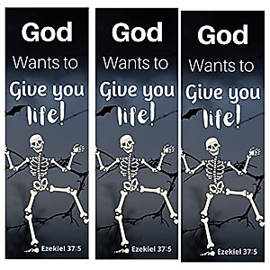 100 Count Bulk Pack Skeleton Halloween Alternative Bookmarks, Christian Handouts, Bible Verse, Scripture, Trunk or Treat Ideas, Fall Festival, Gospel Tracts