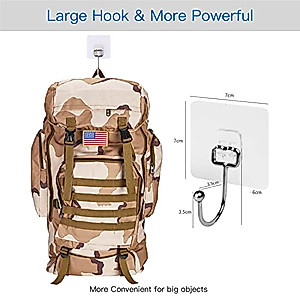 HOOOOXEZ Adhesive Hooks Mini 10 Pack and Plus 8 Pack for Hanging Heavy Duty Wall Hooks 22 lbs Self Adhesive Towel Hook Waterproof Transparent Hooks for Keys Bathroom Shower Outdoor Kitchen