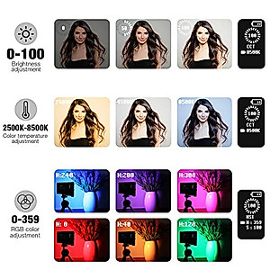 G1s RGB Video Light, Built-in 12W Rechargeable Battery LED Camera Light Full Color 12 Common Light Effects, CRI≥97 2500-8500K LED Video Light Panel with Aluminum Alloy Body