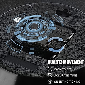 HZDHCLH 10 inch Small Wall Clocks Battery Operated,Black and Gold Quartz Round Clock for Wall,Silent Non Ticking Modern Wall Clock for Living Room Bedroom Kitchen Office School Classroom Decor