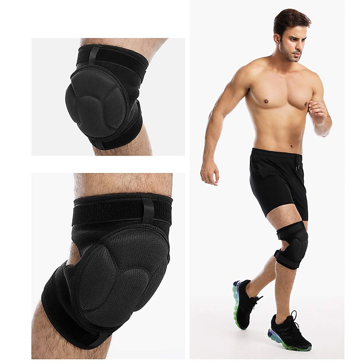 EULANT Knee Pads, Thick Sponge Collisioned Kneepads for Sports & Work, Protective Knee Support Sleeve for Basketball Wrestling Football Volleyball Running Cycling Training Scooter Workout