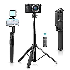 ULANZI SK-03 Selfie Stick Tripod, 64" Professional Stable Phone Tripod Stand for Smartphone/Camera/Gopro, 3 in 1 Extendable Phone Tripod with Detachable Remote for Travel Selfies Video Recording Vlog