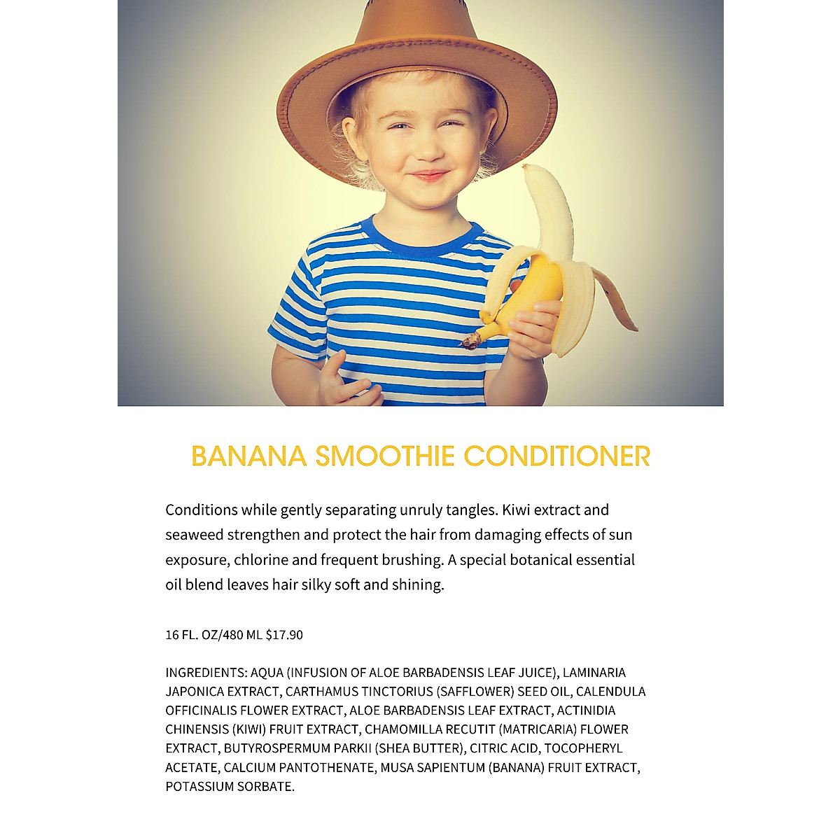 Gabriel Cosmetics Clean Kids Naturally Banana Smoothie Conditioner, 16 oz (1 Bottle), EWG Verified