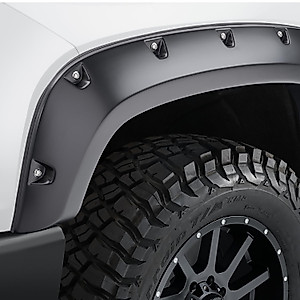Bushwacker Pocket/Rivet Style Front & Rear Fender Flares | 4-Piece Set, Black, Smooth Finish | 50919-02 | Fits 2010-2018 Dodge Ram 2500, 3500