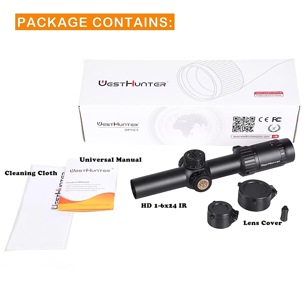 WestHunter Optics HD 1-6x24 IR Riflescope, 30mm Tube Red Green Illuminated Reticle Second Focal Plane Tactical Precision 1/5 MIL Shooting Scope | Reticle-A, Only Optics & Basic Accessories