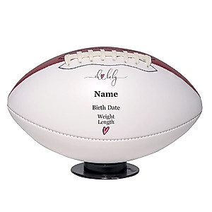 Personalized Baby Birth Announcement Football Keepsake for Newborn Baby Boy or Baby Girl, Customized with Baby’s Information for Baby Shower, Gender Reveal Party, or Nursery Decor