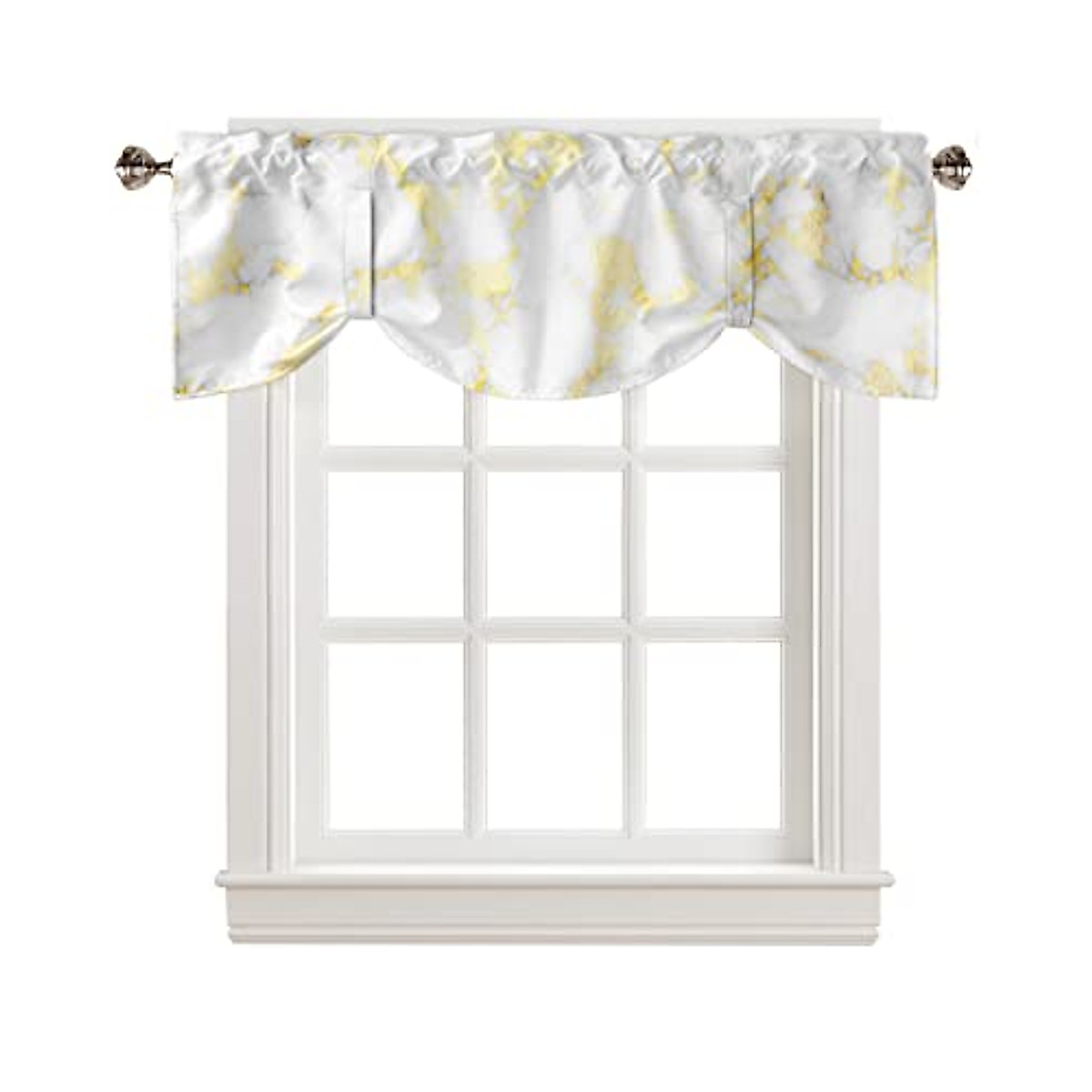 Kitchen Curtains, Marble Abstract Art White Gold Glitter Splatter Valances for Windows, Short Curtains 54x18in Bathroom Curtains Window, Kitchen Window Curtains Over Sink, Valances for Kitchen