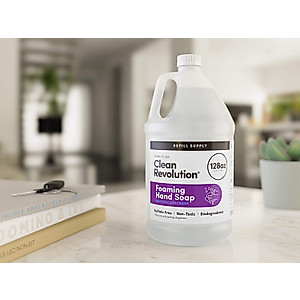 Clean Revolution Foaming Hand Soap Refill Supply Container. Ready to Use Formula. Natural Lavender Fragrance, 128 Fl. Oz
