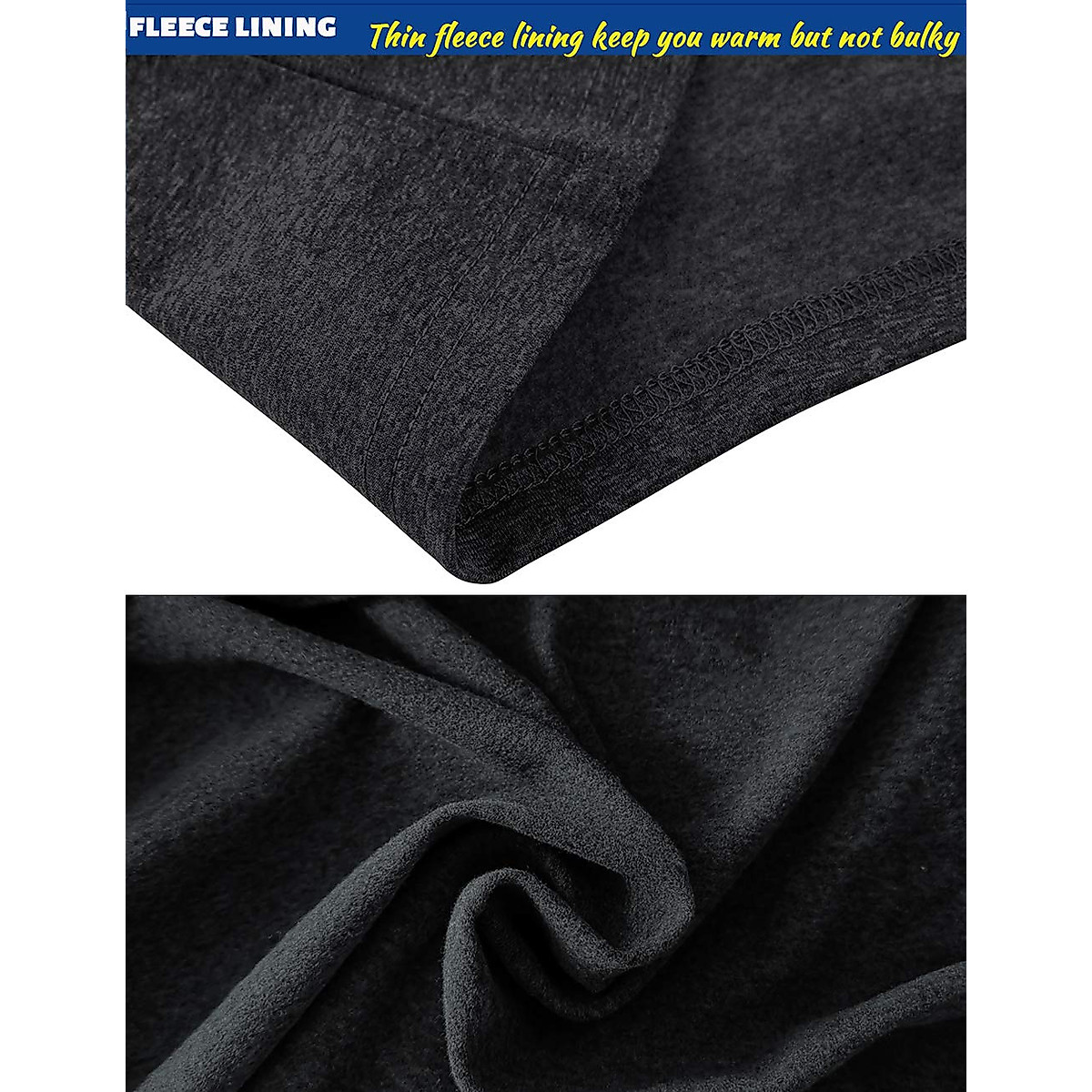 TACVASEN Men's Quarter Zip Pullover Fleece Pullover Workout Pullover Sports Performance Shirts Long Sleeve Pullover Shirts Tops Zip Up Black Grey, L