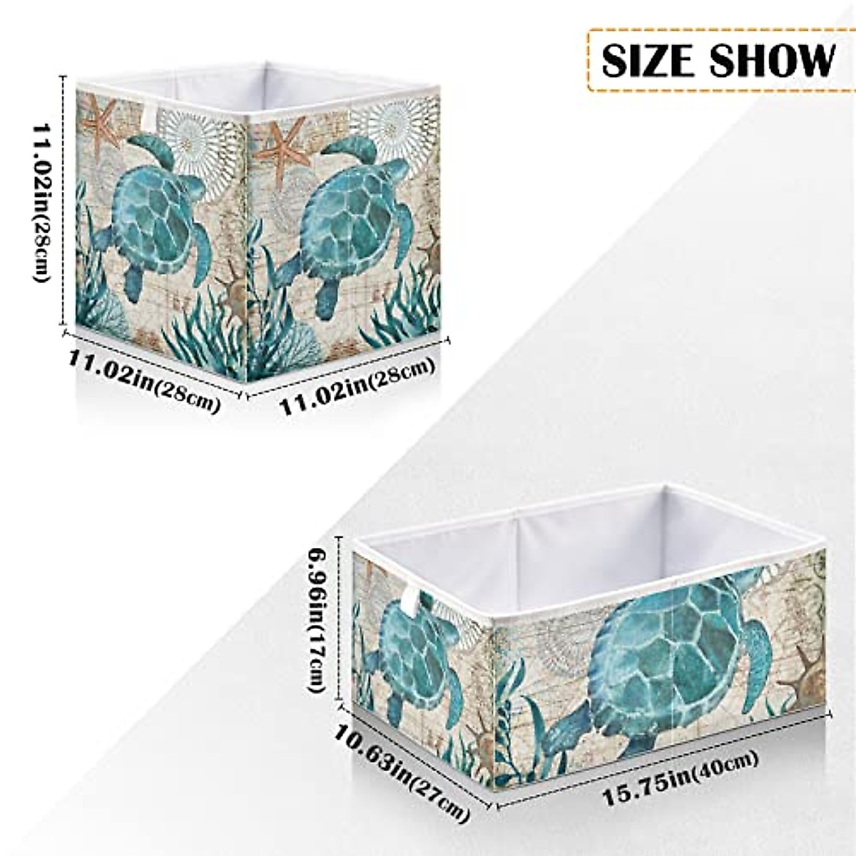 Sea Turtle Storage Basket Storage Bin Rectangular Collapsible Toy Bins Fabric Storage Organizer for Office Bedroom ClothesToys