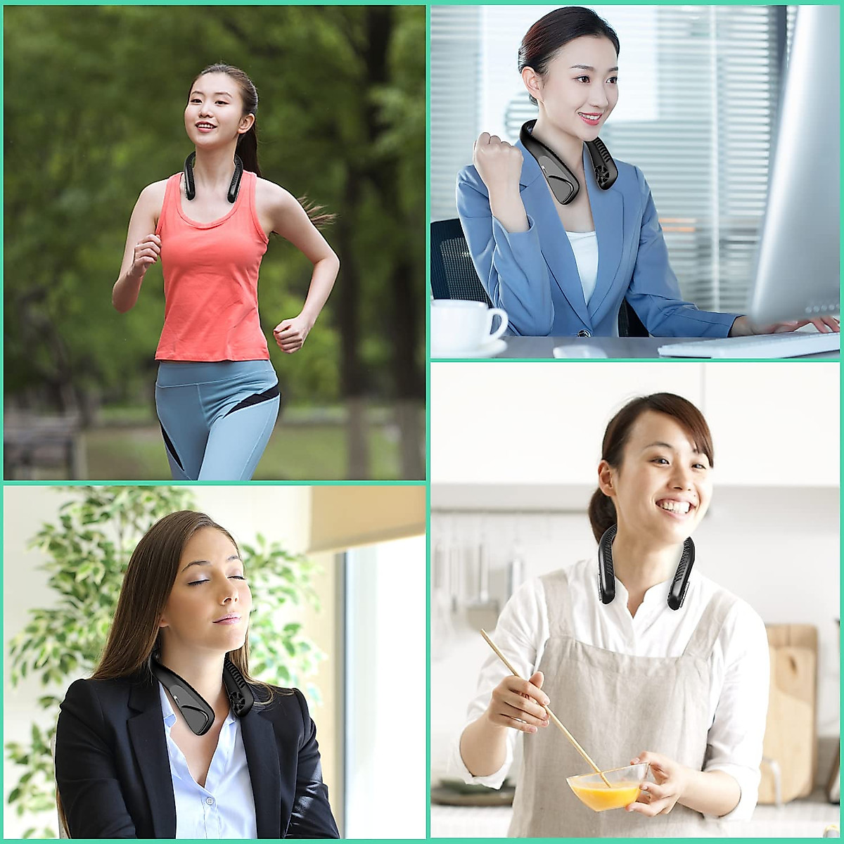 Neck Fan, 5000mAh Foldable Bladeless Neck Fans Portable Rechargeable, 3 Speeds Adjustment 360° Cooling Airflow, Hands Free Wearable Personal Fan, USB Powered, Portable Fan for Travel Outdoor-Black