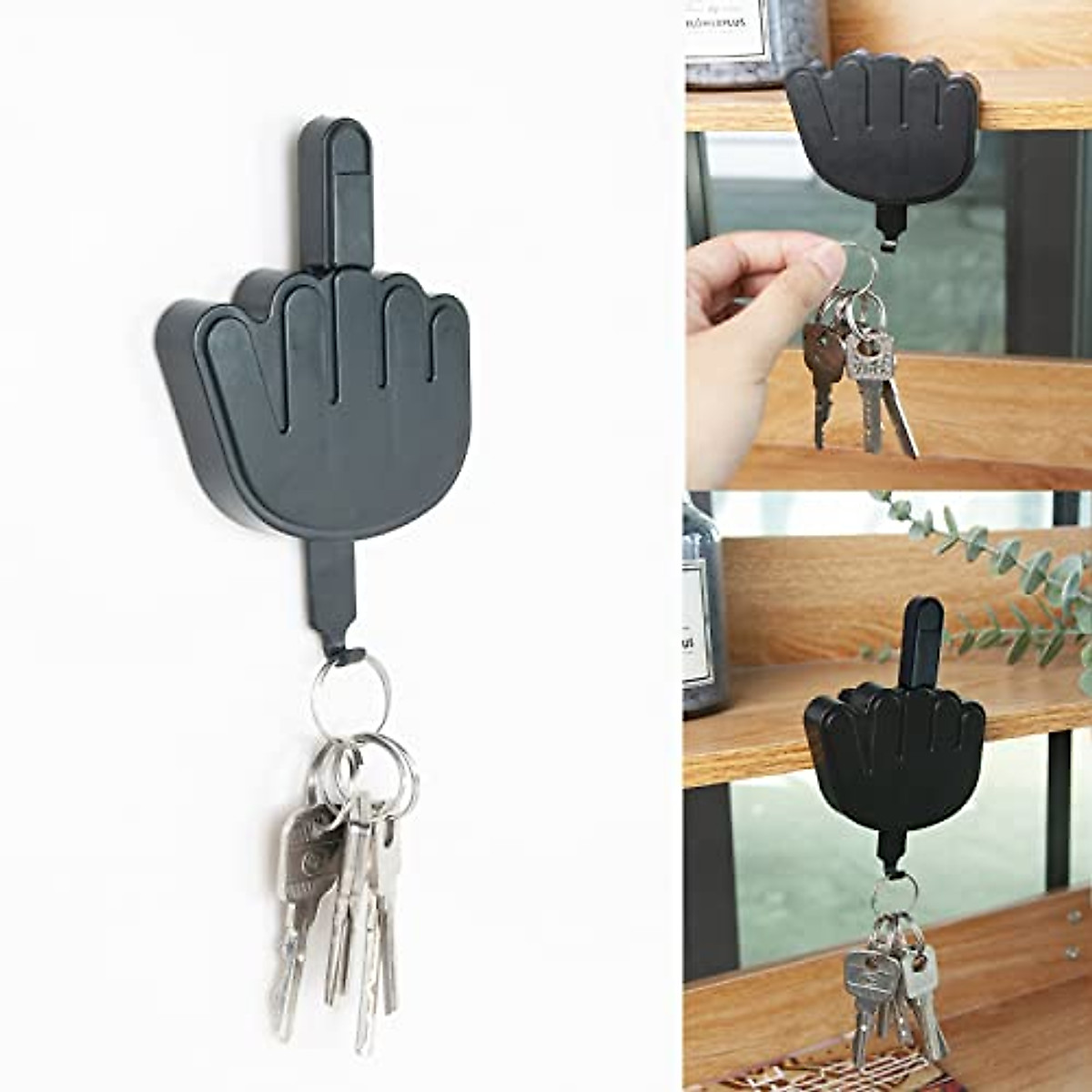 TOIVO Finger Hand Key Hanger for Wall，Funny Key Holder for Wall Funny Gift Idea，Middle Finger Keychain Ejects The Finger，for Doorway Wall Entryway Hallway Funny Office Wall Decorative