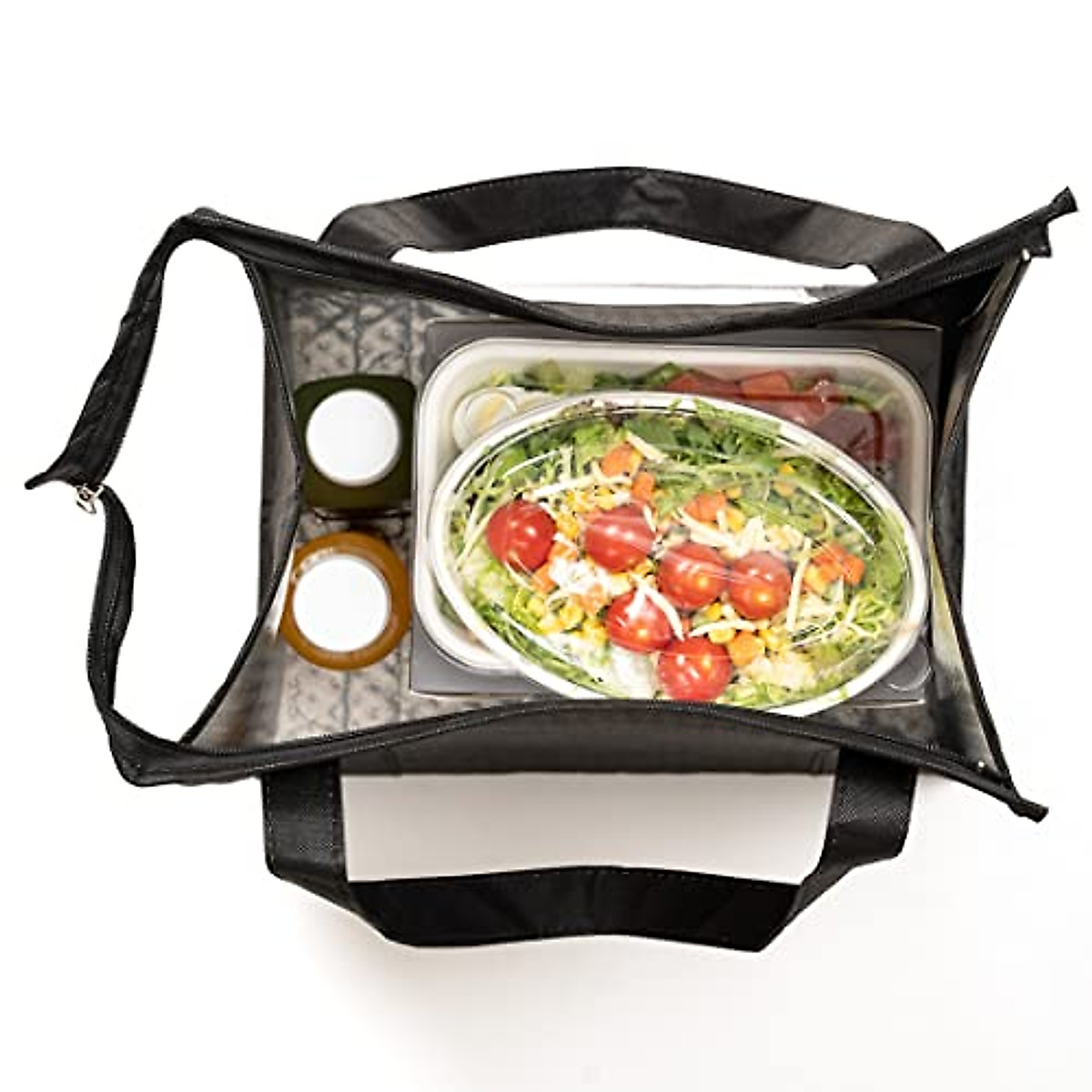 Cater Tek 14.9 x 13.1 x 9.4 Inch Food Delivery Bags, 10 Insulated Food Carriers - Leakproof, Reusable, Black Non Woven Fabric Catering Bags, For Hot Or Cold Meals