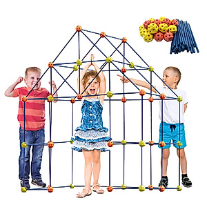 ERONE Fort Building Kit for Kids,158pcs Forts Construction Builder Gift Toys for Boys and Girls Fort Building Set Play Tent Rocket Castle Indoor Outdoor