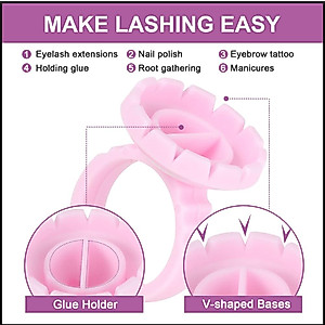 Burboeiy 100PCS Glue Rings Lash Rings for Glue Glue Rings for Eyelash Extensions Eyelash Glue Holder Lash Glue Rings Smart Glue Cups