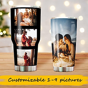 YESCUSTOM Personalized 30oz Photo Coffee Mugs Double-Side Print Custom 1-9 Photos Stainless Steel Tumblers Double Wall Vacuum Insulated Travel for Men Women Office Funny Cup Gifts for Her Him