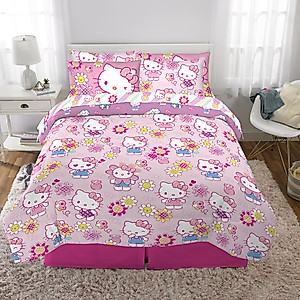 Franco Hello Kitty Kids Bedding Super Soft Comforter and Sheet Set with Sham, 7 Piece Queen Size, (Officially Licensed Product)