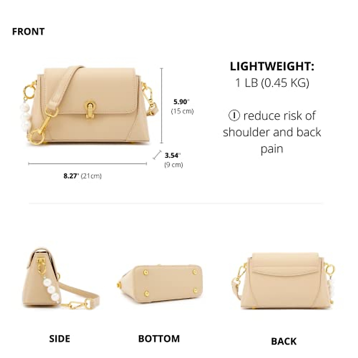 Scarleton Pearl Purses for Women, Crossbody Bags for Women, Lightweight Shoulder Bag w/ 2 Straps for Party & Casual, H209108 - Beige