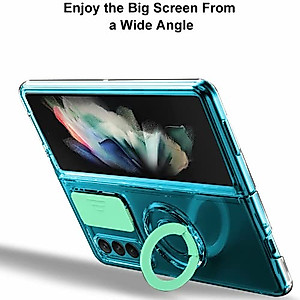 EAXER for Samsung Galaxy Z Fold 3 5G Case with Ring Holder, Slim Kickstand Shockproof Stand Clear Back Case Cover