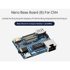 Nano Base Board (B) for Raspberry Pi Compute Module 4, Same Size as CM4, with Standard CM4 Socket, Raspberry Pi 40PIN GPIO, Gigabit Ethernet, USB2.0, DSI, CSI, HDMI, 3.5mm Audio Jack etc.