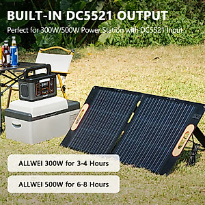 ALLWEI 100W Portable Solar Panel for 300/500 Power Station Solar Generator, 18V Foldable Solar Battery Charger with Adjustable Kickstand, Waterproof IP68 for Camping Trip Outdoor RV Blackout