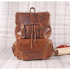 BIDRACHIE Brown Leather Backpack, Genuine Top Grain Leather Rucksack, Leather Travel Bag For Men & Women, Genuine Fine Leather Bags Manufacturers