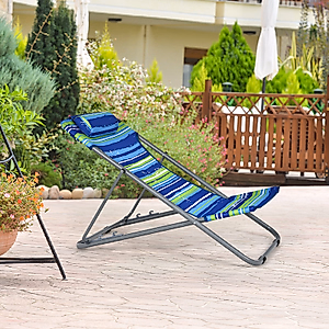 Goplus Beach Sling Chair for Adults, 2 Pcs Portable Folding Camping Chair W/ 3-Position Adjustable Backrest & Comfy Headrest, Outdoor Heavy Duty Lounge (Stripe)