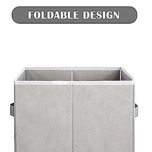 JJRING 11'' Cube Storage Bins 8 Pack, Foldable Fabric Storage Cubes with Dual Handles, Cube Storage Organizer for Baskets Shelves and Closet Organizer, Grey