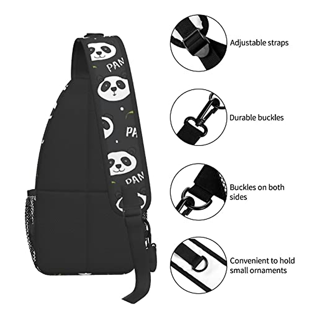 Panda Bear Annimal Crossbody Sling Bag With Adjustable Shoulder Strap Backpack For Hiking Travel Sport Climbing