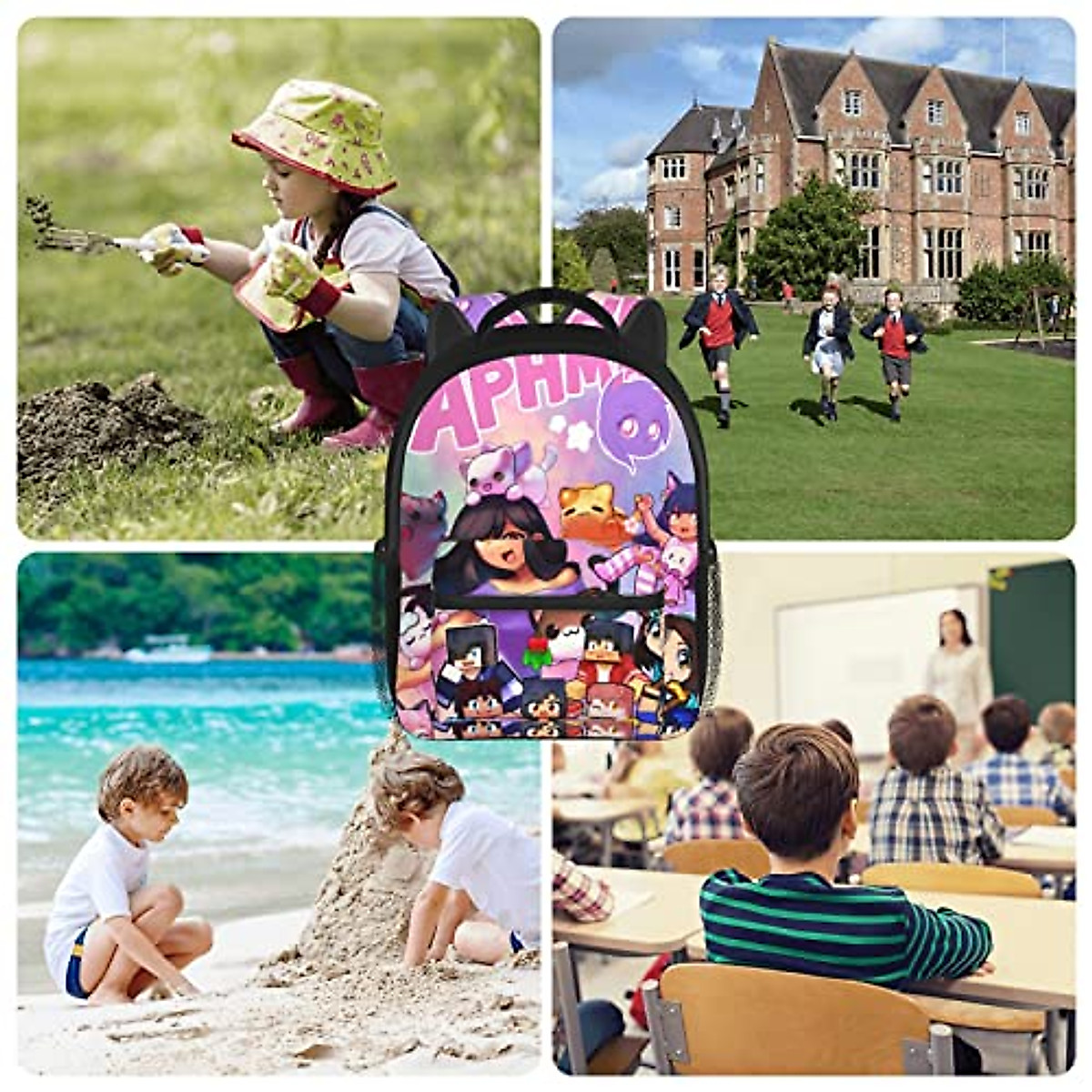 YAOJIAADM Anime Backpack Schoolbag 3D Printed Large Capacity Waterproof Nylon Backpack Adjustable Shoulder Strap Suitable for Travel Picnic Black