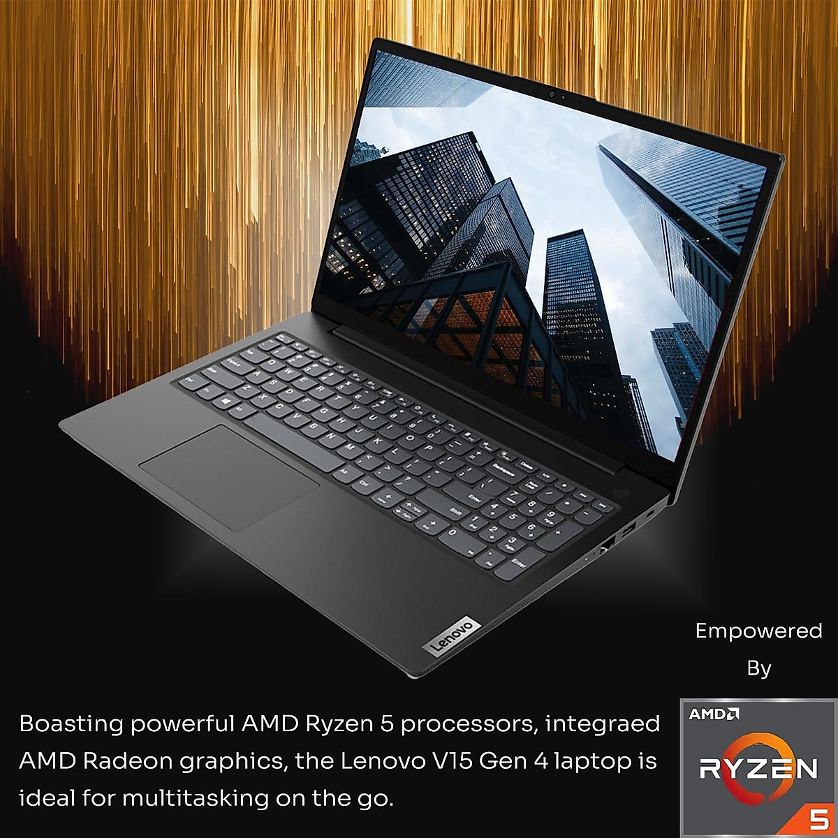 Lenovo V15 Gen 4 Business Laptop, 15.6" FHD Screen, AMD Ryzen 5 5500U, 12GB RAM, 1TB SSD, Webcam, RJ-45, Wi-Fi, Windows 11 Pro, Black, Additional 1 Yr ADP