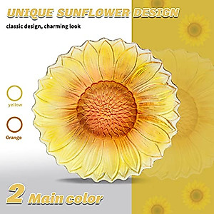 MUMTOP Hanging Bird Bath Outdoor Glass Bird Baths Sunflower Bird Feeder with Water Ripple Rim 11 Inch for Garden Yard Patio Decor