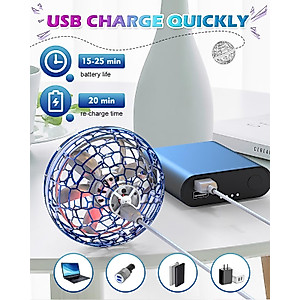 ATHLERIA UFO Flying Orb Ball with Lights,Galaxy Ball 2024,Mini Drone Toys for Age 6-8-13,Hover Boomerang Cosmic Globe Spinning,Cool Stuff Christmas Birthday Gifts for 6 7 8 9 10+ Year Boy Girl Teens