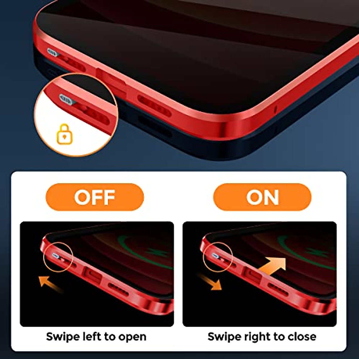 [2023 New Safety Lock+Camera Protector] Magnetic Case for iPhone 12 Pro Max,[100% Screen Sensitivity ][Anti-Peeping Screen Protector] Double Sided 9H Glass Privacy Case for iPhone 12 Pro Max