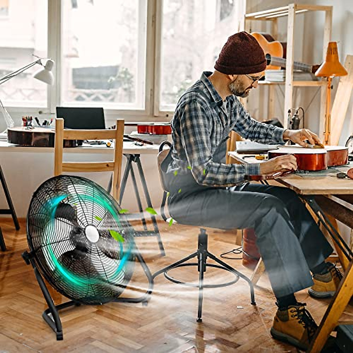 Tangkula 20" High Velocity Floor Fan, 3 Speed Fan w/Portable Handle, Adjustable Tilt Angle, Heavy-duty Metal Commercial & Residential Fan, Home & Industrial Fan for Garage Workshop Warehouse