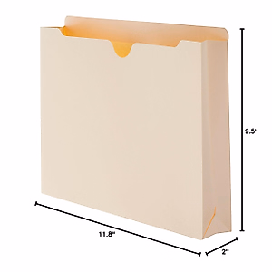 Amazon Basics File Folders Jacket, Reinforced Straight-Cut Tab, 2 Inch Expansion, Letter Size, Manila, 50-Pack - AMZ601
