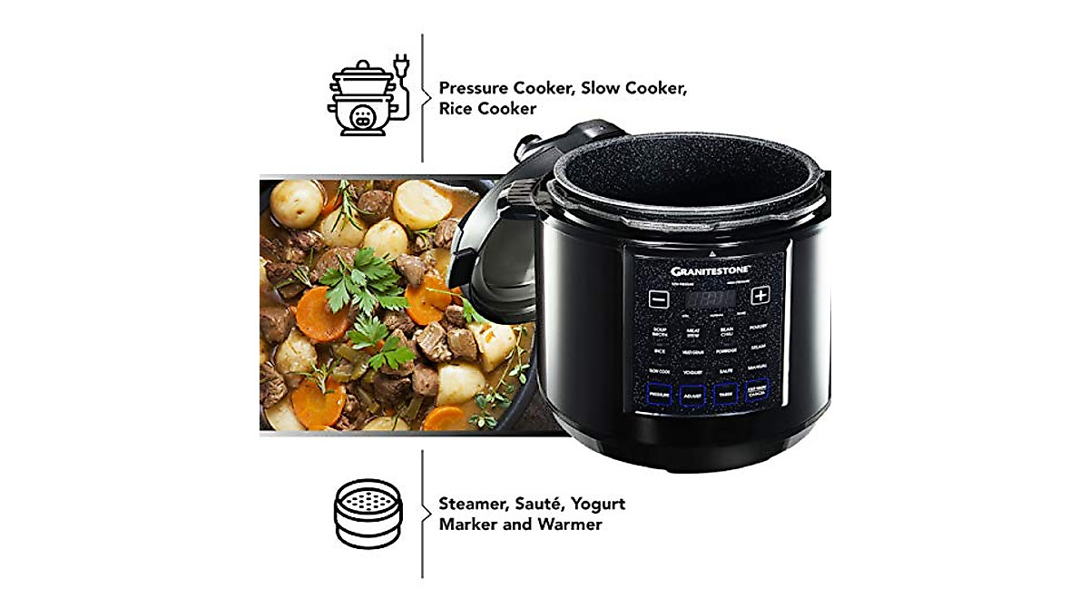 Granitestone 12-in-1 Multicooker with LED Display - All-in-One Cooker