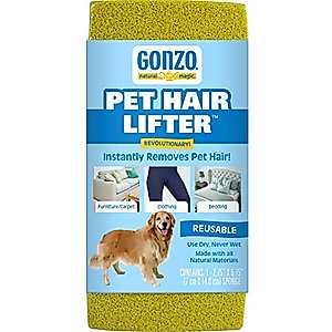 Gonzo Pet Hair Lifter - Remove Dog, Cat and Other Pet Hair from Furniture, Carpet, Bedding and Clothing - 1 Sponge