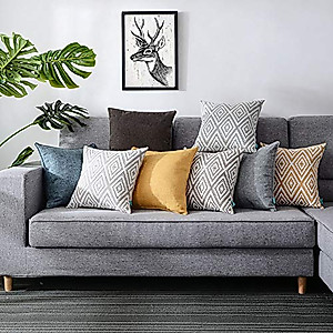 HPUK Decorative Throw Pillow Covers Set of 4 Square Couch Pillows Linen Cushion Cover for Couch Sofa Living Room, 18"x18" inches, Blue