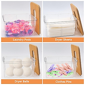 3 Pack Laundry Room Organization Storage Containers Dryer Sheet Holder with 2 Scoops & Labels Large Capacity Laundry Room Organization Jars with Lids for Laundry Detergent Laundry Pods Organizing