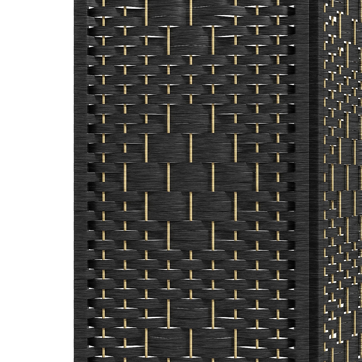 HOMCOM 4 Panel Room Divider, Folding Privacy Screen, 5.6' Room Separator, Wave Fiber Freestanding Partition Wall Divider, Black