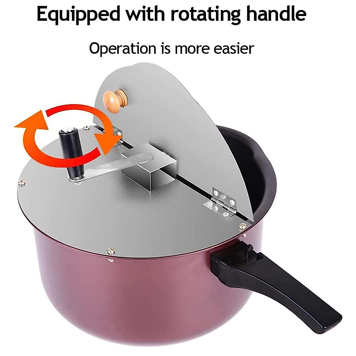 Popcorn Maker Manual Stove Top Non-Stick Popcorn Pot, with Anti-Scalding Handle And Detachable Lid, Universal for Gas Induction Cooker
