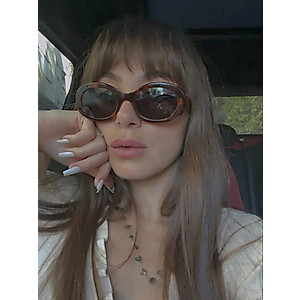 AIEYEZO Modern Oval Sunglasses Thick Chunky Frame Sun Glasses for Women Men Vintage Retro Oval Shaped Goggles (Tortoise/Grey)