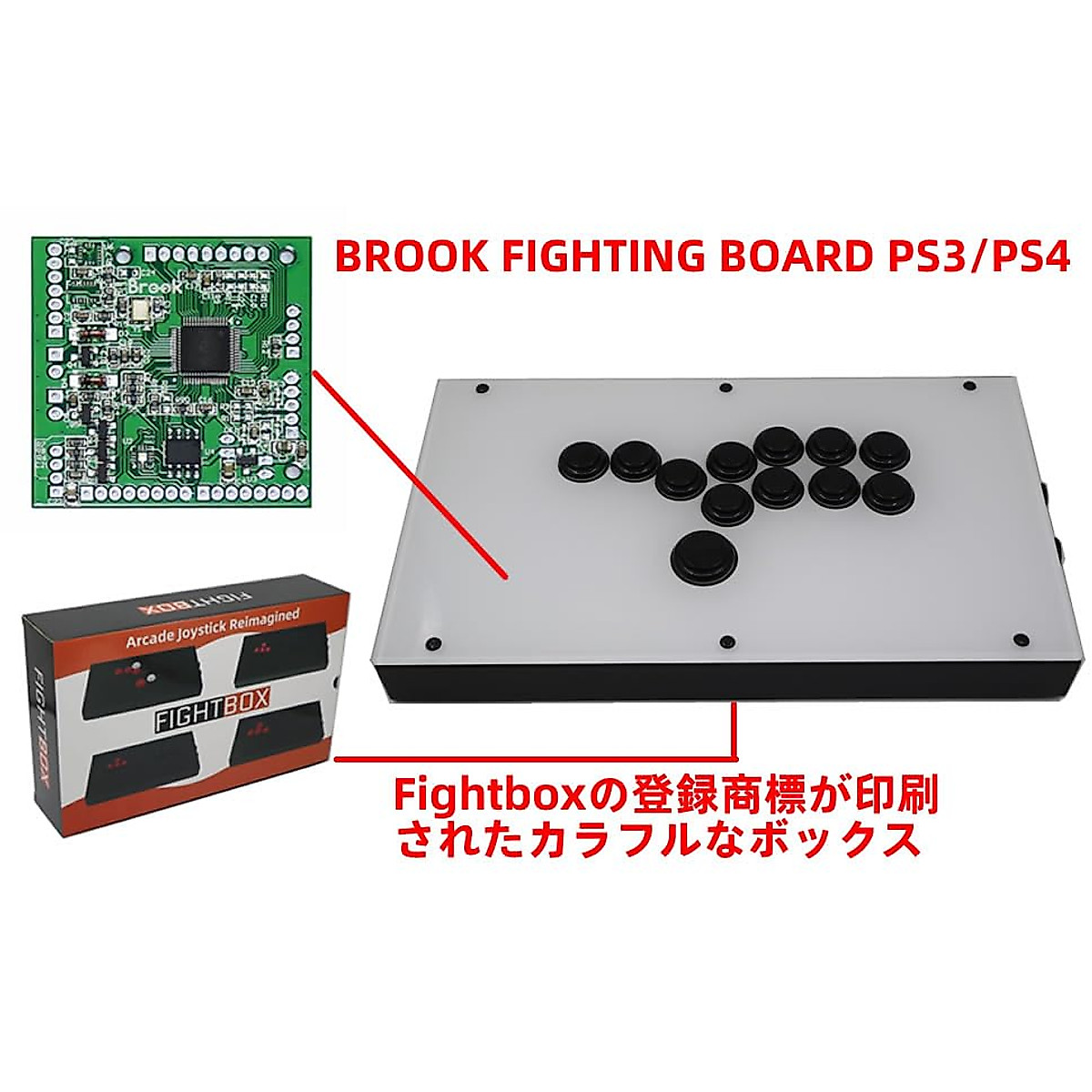 FightBox RAC-J800B-PS-B All Buttons Leverless-Style Arcade Joystick Fight Stick Game Controller For PS4/PS3/PC Sanwa OBSF-24 30