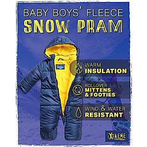 iXtreme Baby Boys' Snowsuit - Cozy Fleece Insulated Winter Snow Pram Bunting Suit for Newborns and Infants (Sizes: 0-24M), Size 12-18 Months, Navy